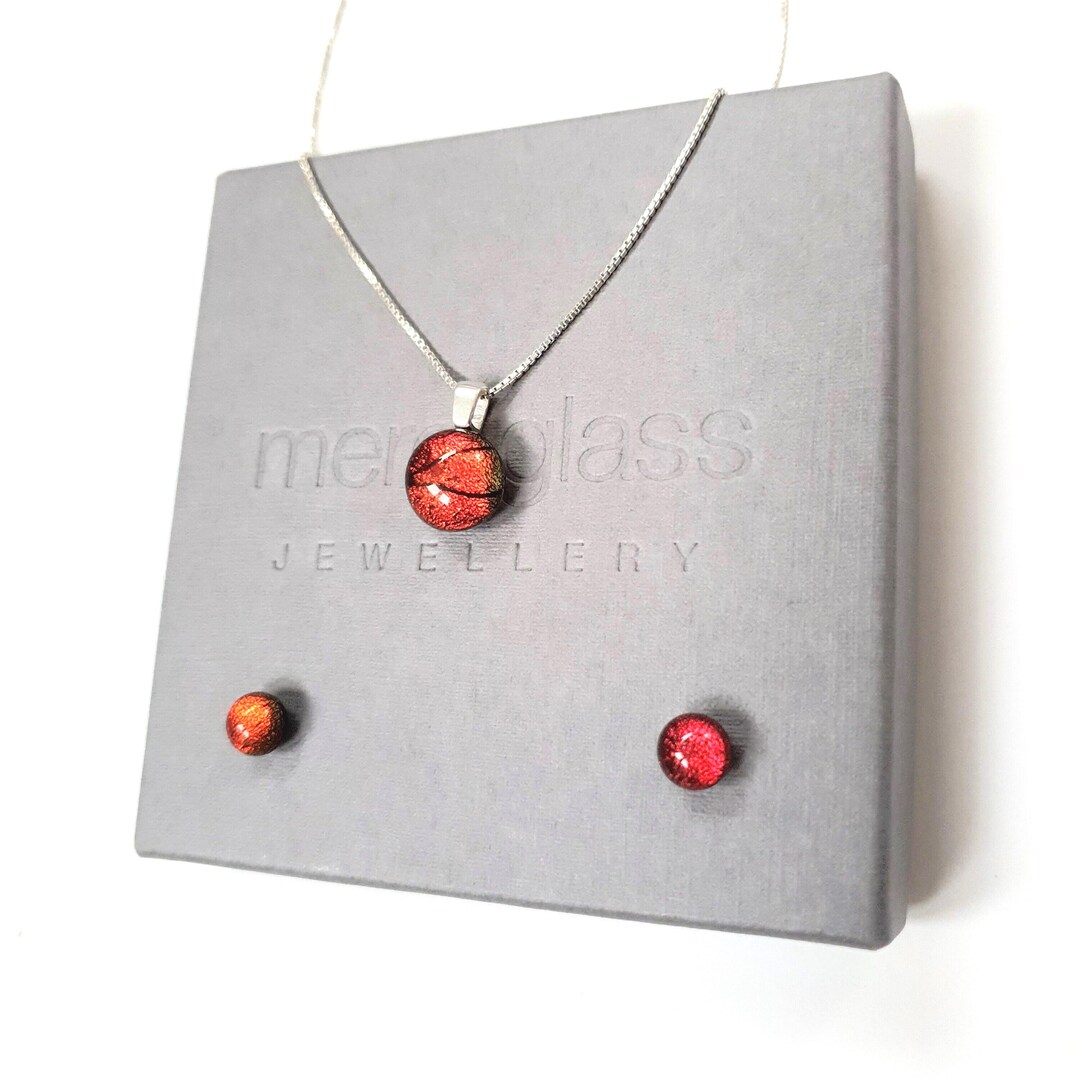 Ruby Red Fused Glass Pendant: Sterling Silver Necklace, Artisan Jewelry ...