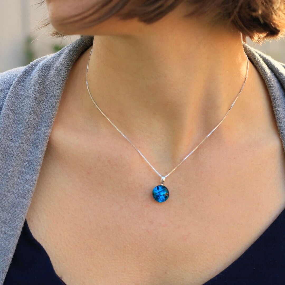Bright Blue Colourful Pendant Necklace. Handcrafted Artisan Jewellery ...