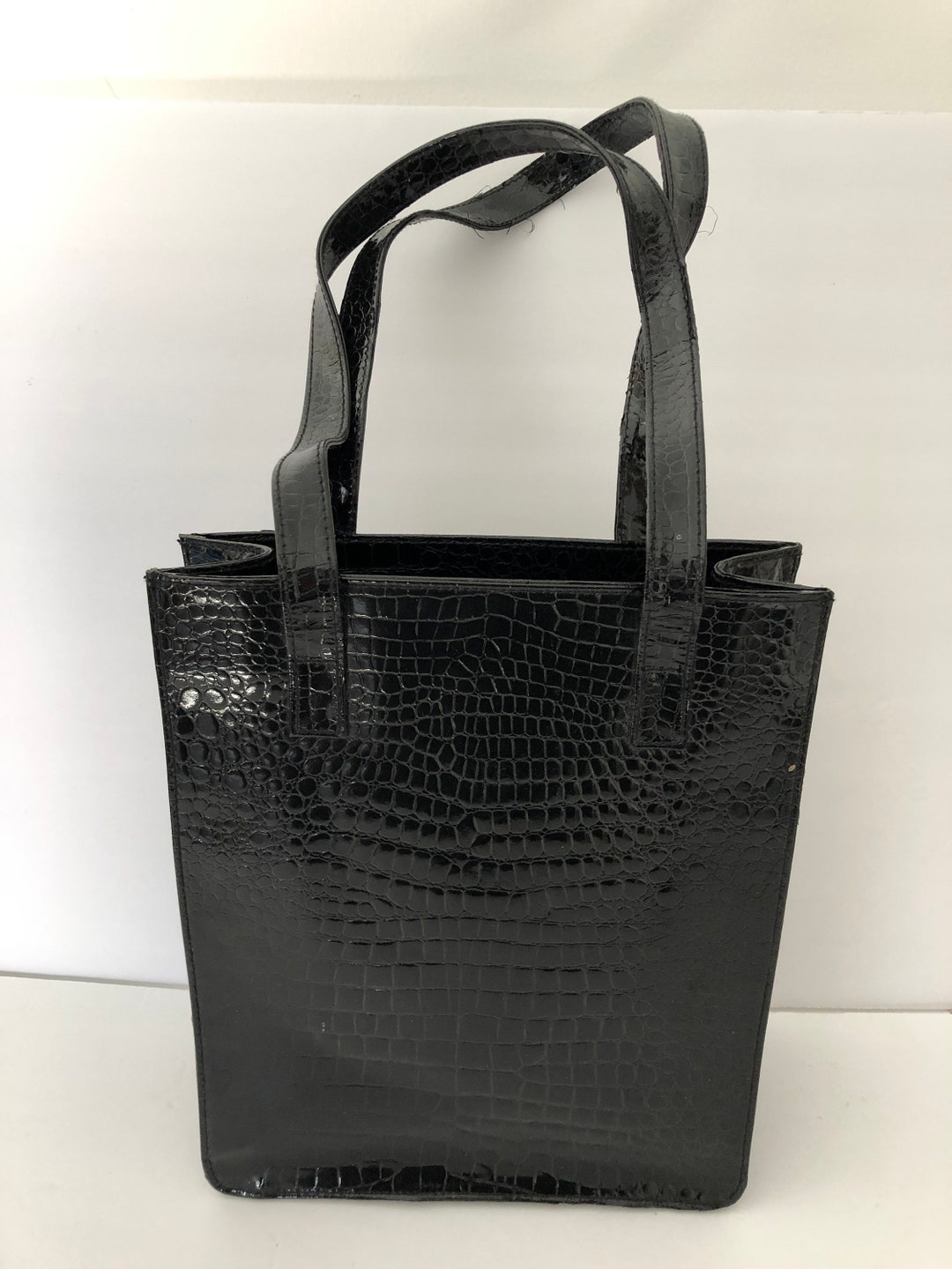 Estate Black Vinyl Texture Design Shoulder Bag - Etsy