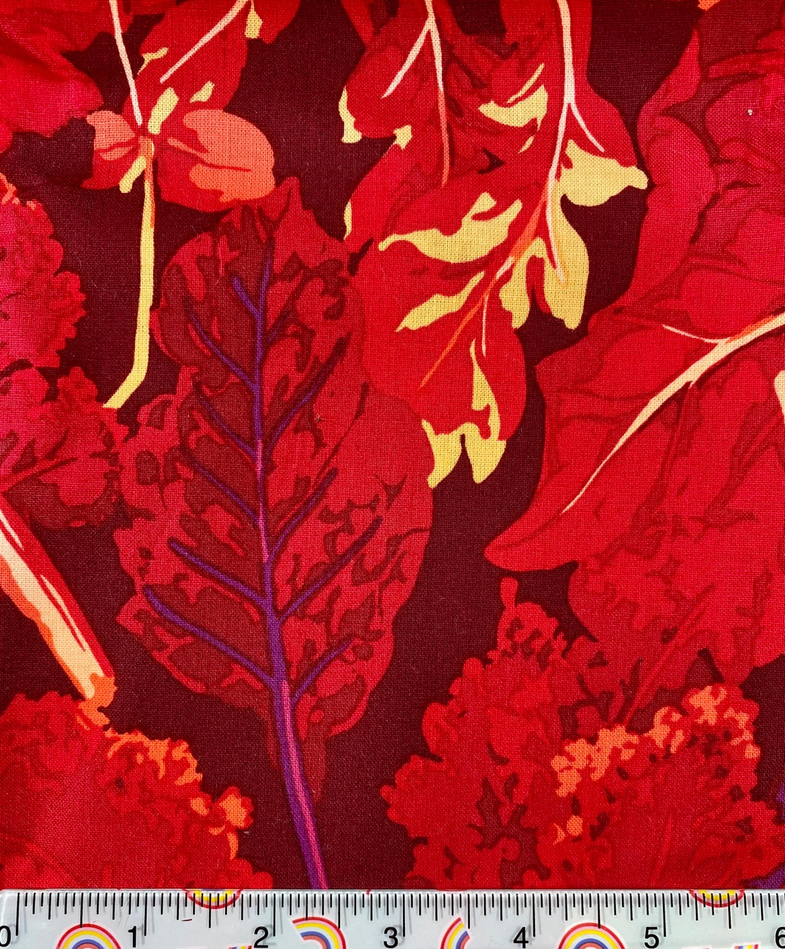 Kaffe Fassett Studios - Martha Negley - Veggie Leaves - Red - RARE ...