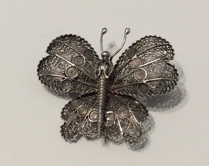 Vintage Sterling Intricate Filigree Butterfly Brooch - Etsy