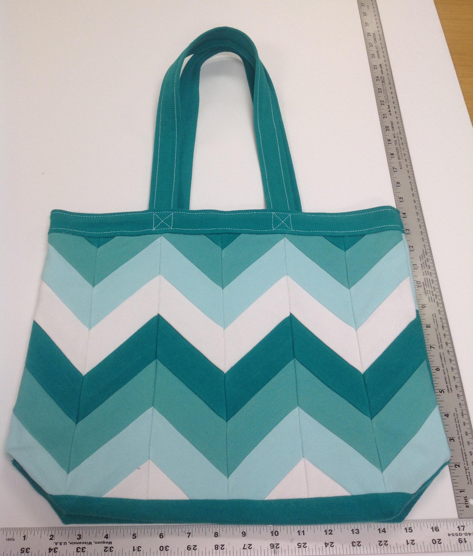 Bleu Redux colors Too Upcycled Four Chevron Tote - Etsy
