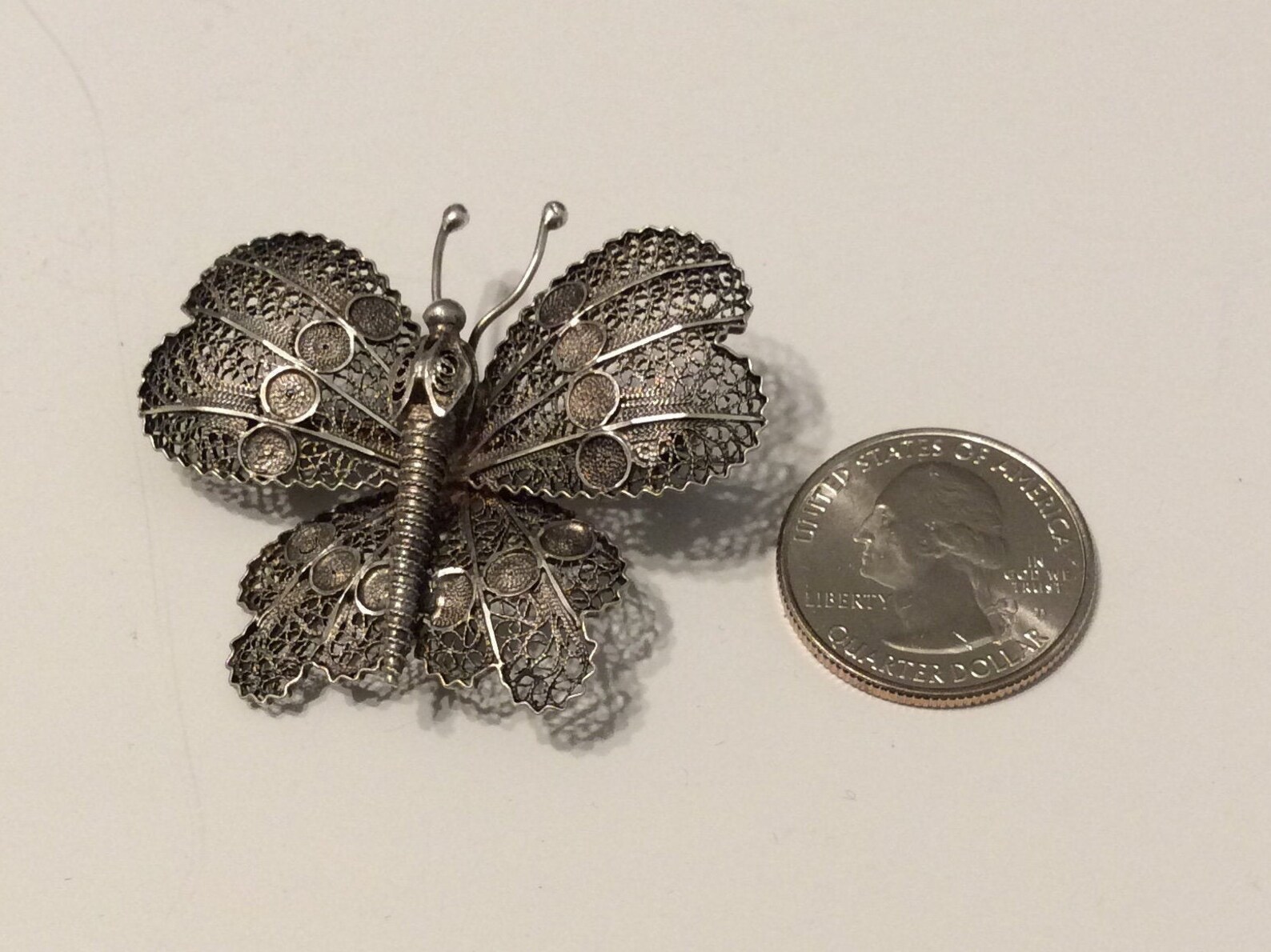 Vintage Sterling Intricate Filigree Butterfly Brooch | Etsy