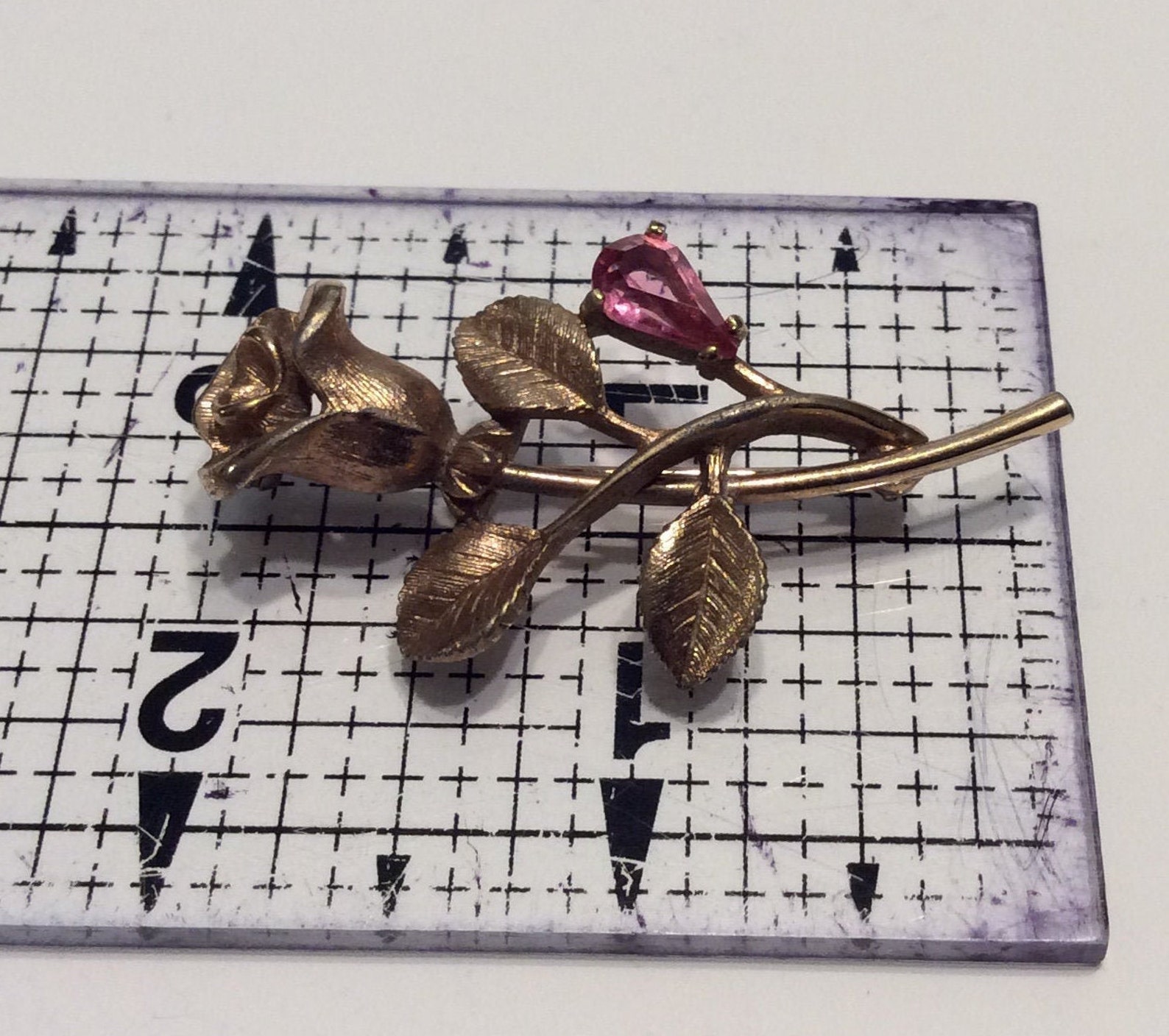 Vintage Avon Rose Pin With Pink Stone Rosebud - Etsy