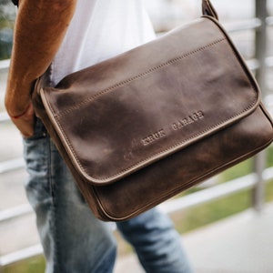 Computer Messenger Bag for Men Leather Laptop Bag Mens - Etsy