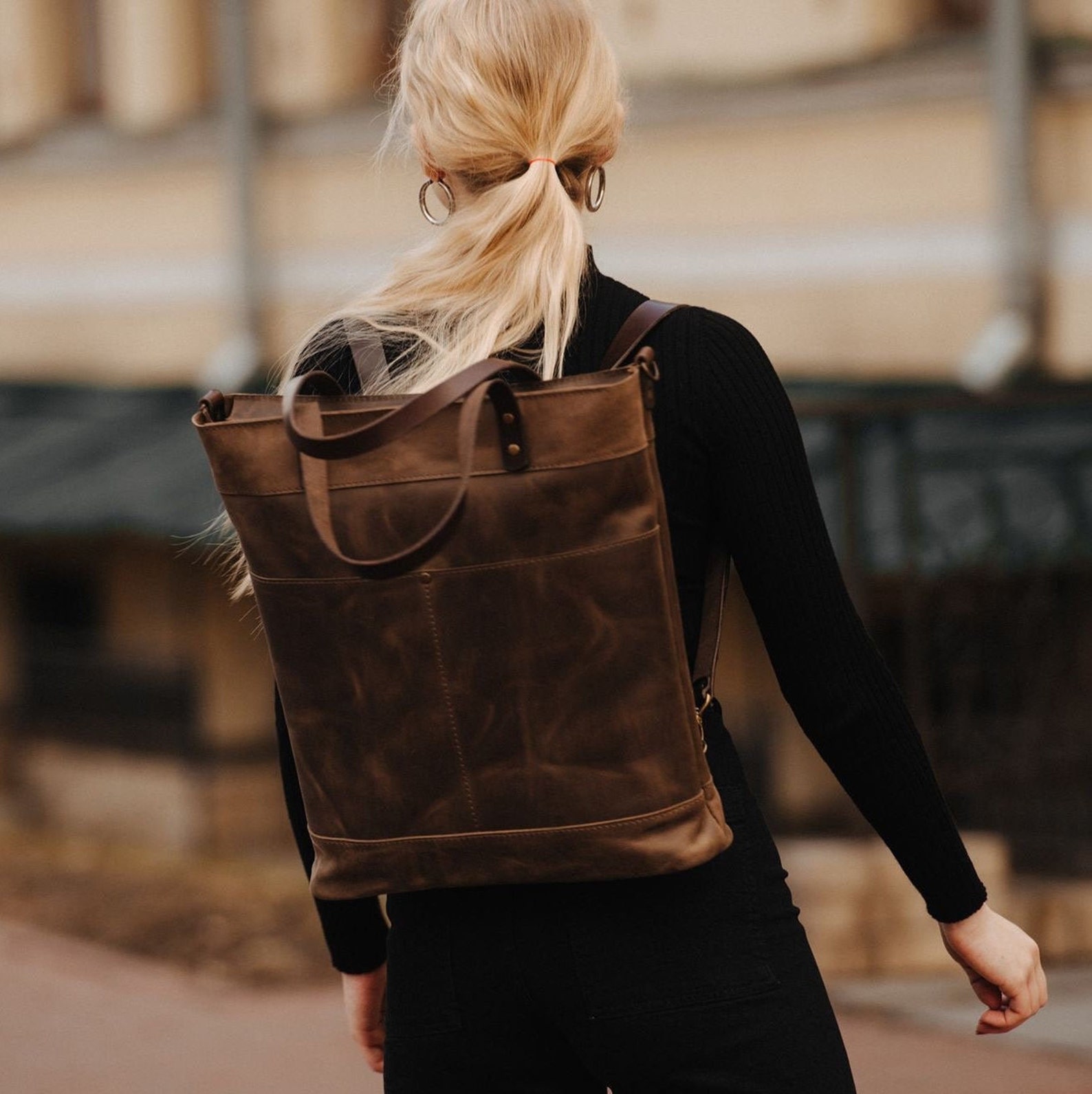 Convertible Tote Backpack Leather Tote Bag Laptop Bag for - Etsy