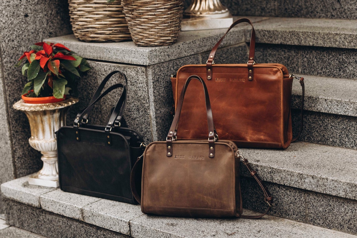 Woman Work Bag Leather Tote Bag Women Laptop Bag Leather - Etsy