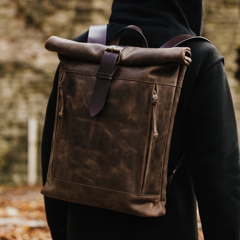 Men's Leather Backpack Work Backpack Computer Leather Backpack Men's ...
