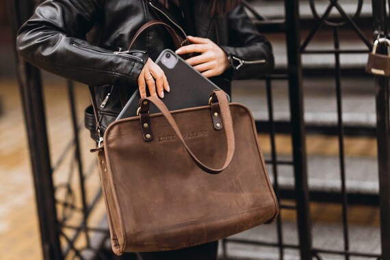 Woman Work Bag Leather Tote Bag Women Laptop Bag Leather - Etsy