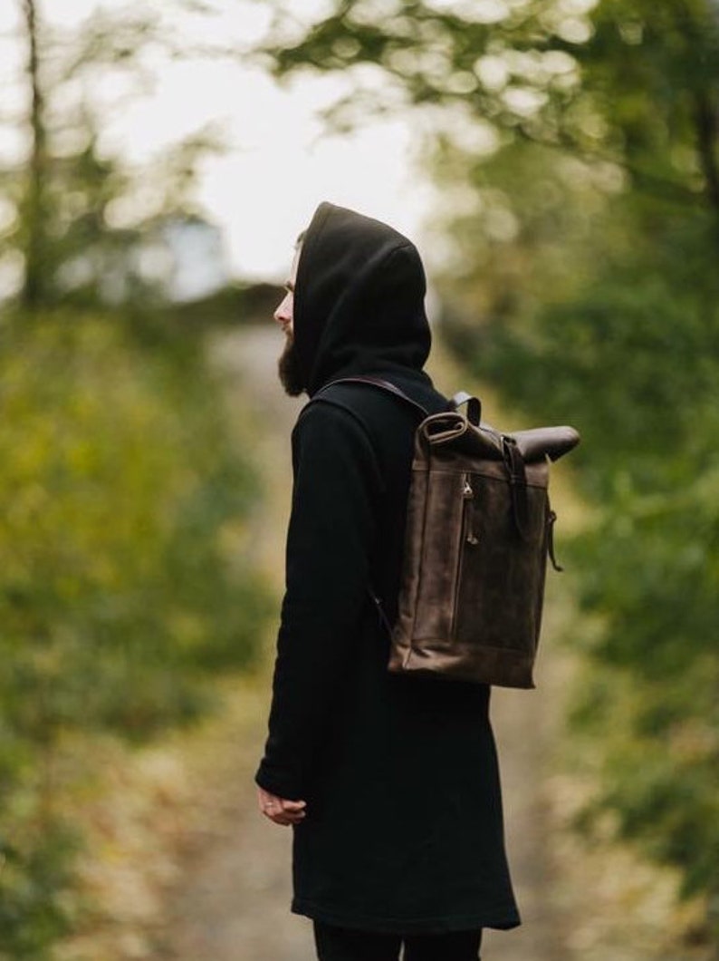 Laptop Backpack With Padded Back Roll Top Backpack Student | Etsy