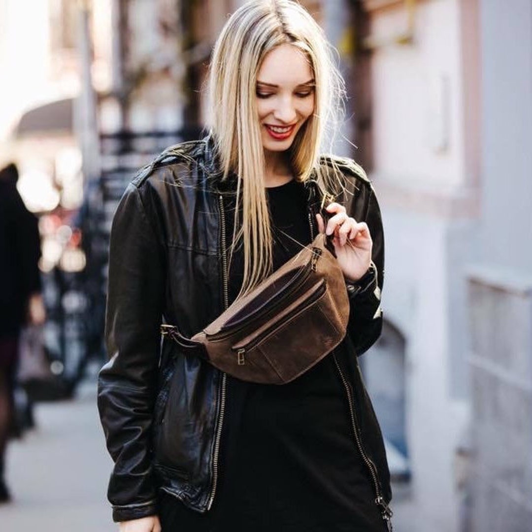 Leather Fanny Pack Hip Bag Commuter Bag Leather Travel Bag Waist Bag ...