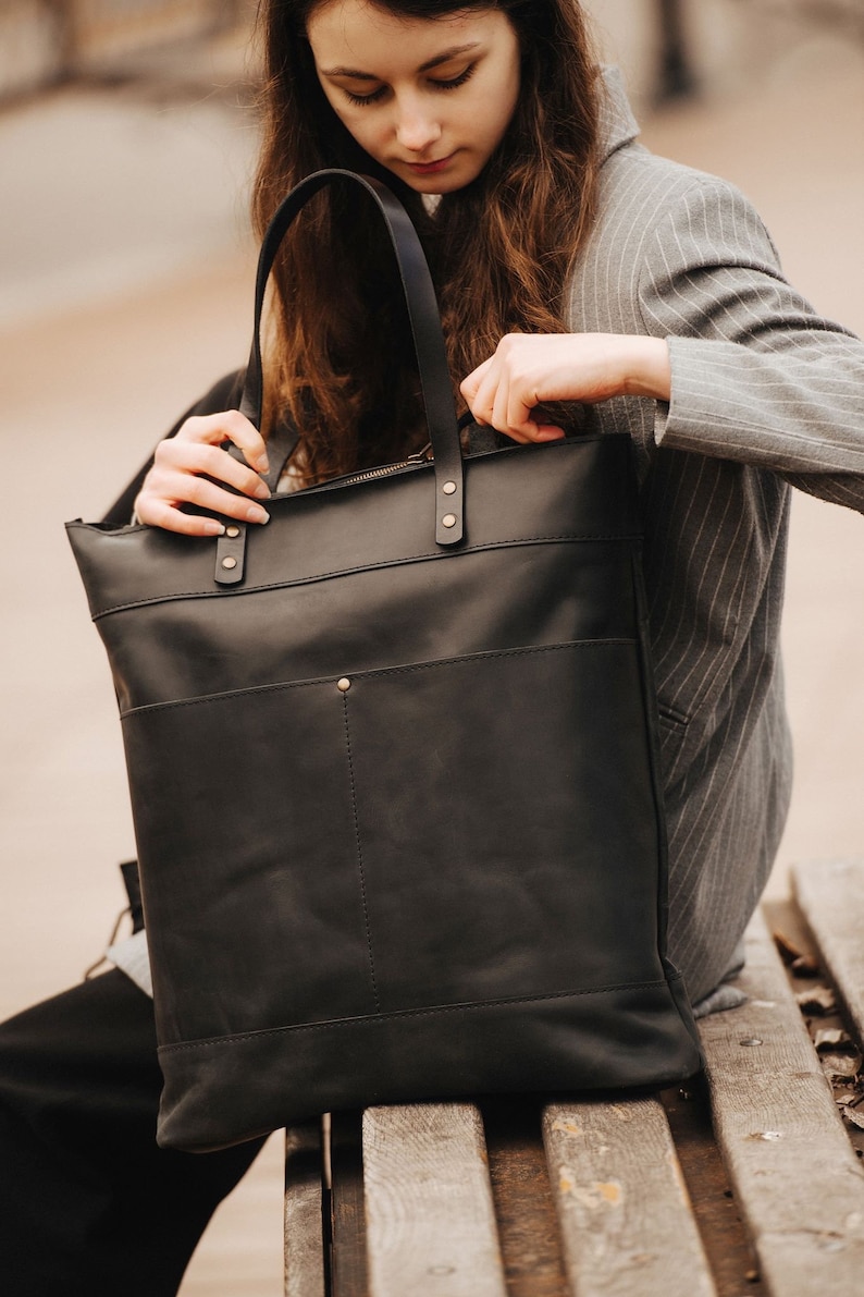Convertible Tote Backpack Leather Tote Bag Laptop Bag for | Etsy