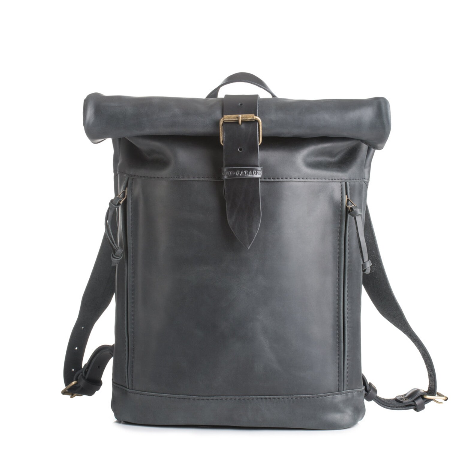 Leather Backpack Roll Top Backpack Daily Backpack Laptop - Etsy