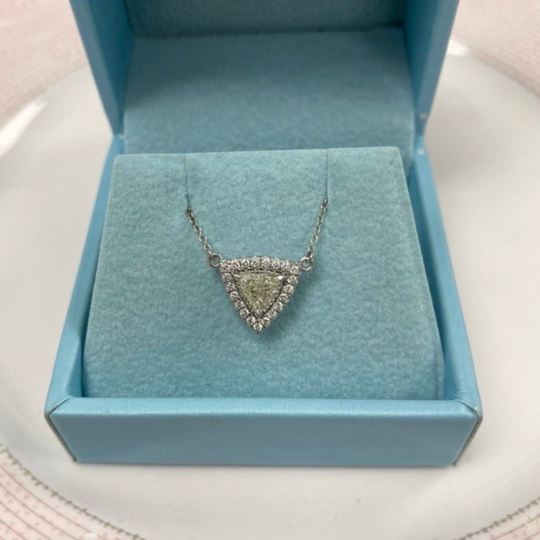 0.69CT Trillion Diamond Pendant Necklace 14k White Gold, Trillion Cut ...