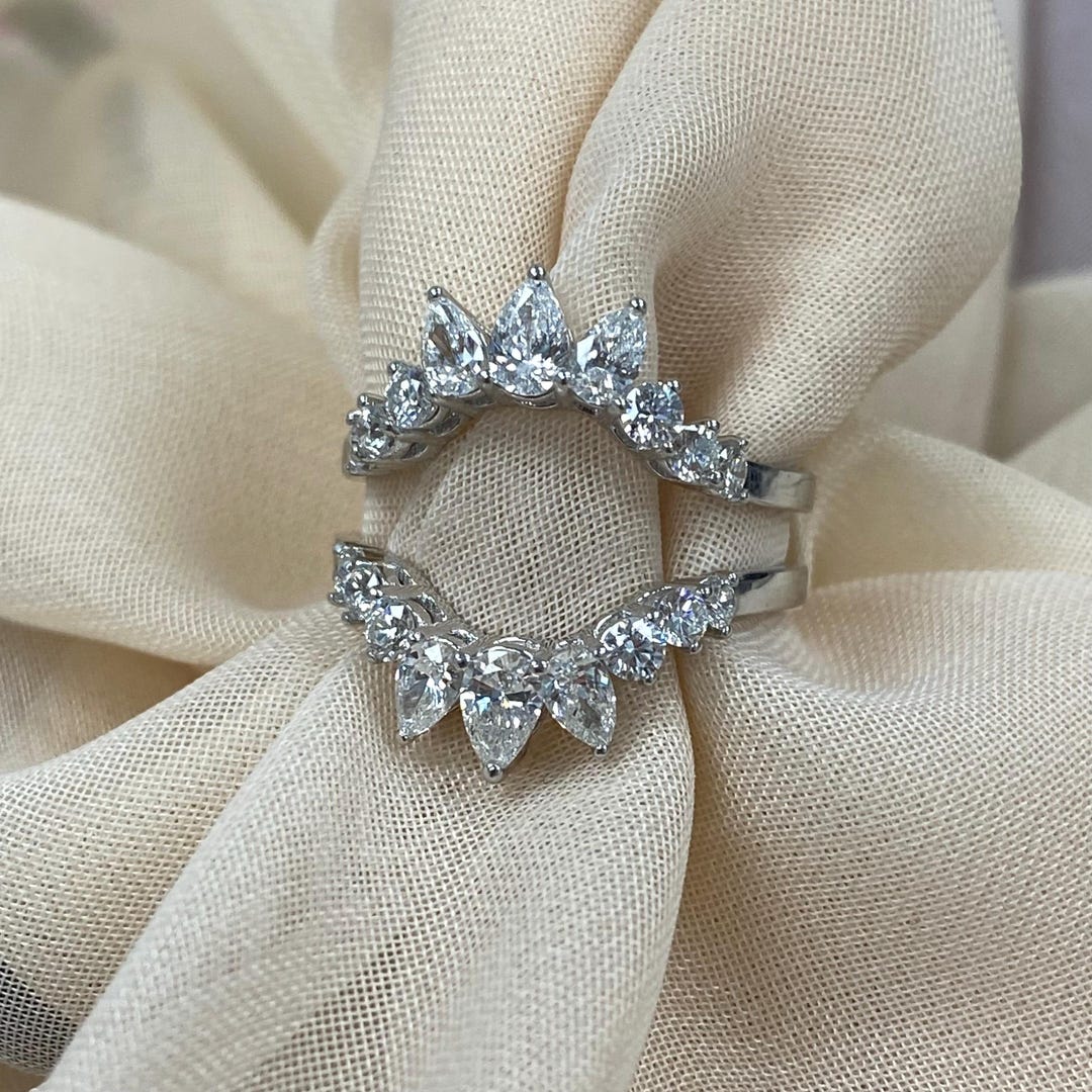 1.20 Ct Lab Grown Diamond Tiara Ring Guard, 14k Gold Enhancer - Etsy