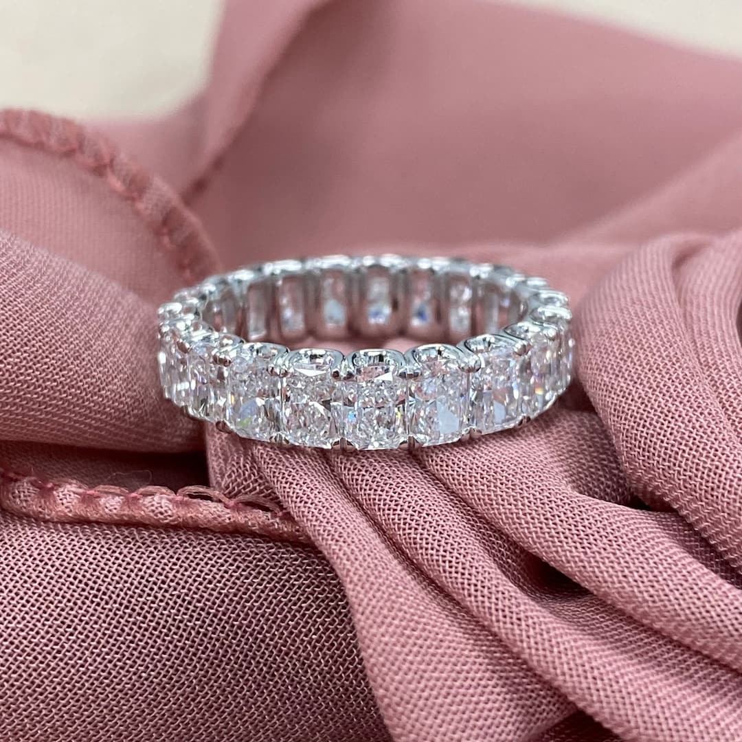 4.25-5.50 Ct Radiant Lab Grown Diamond Full Eternity Band, Lab Created ...