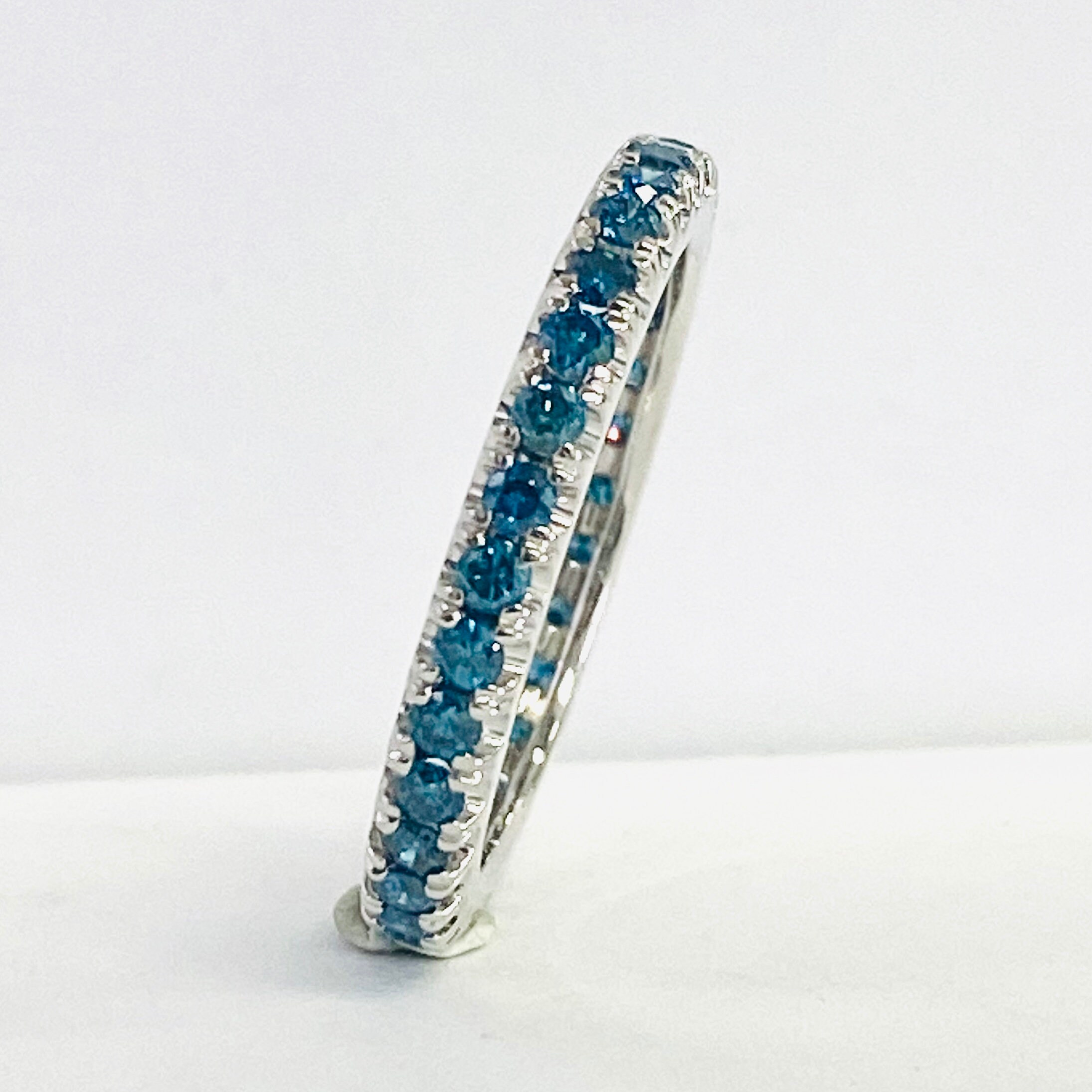 1 Karat Fancy Blue Diamond Full Eternity Ehering 10k WeiBgold Stapelring Eternity Diamant Eternity Ringe fur Frauen Etsy