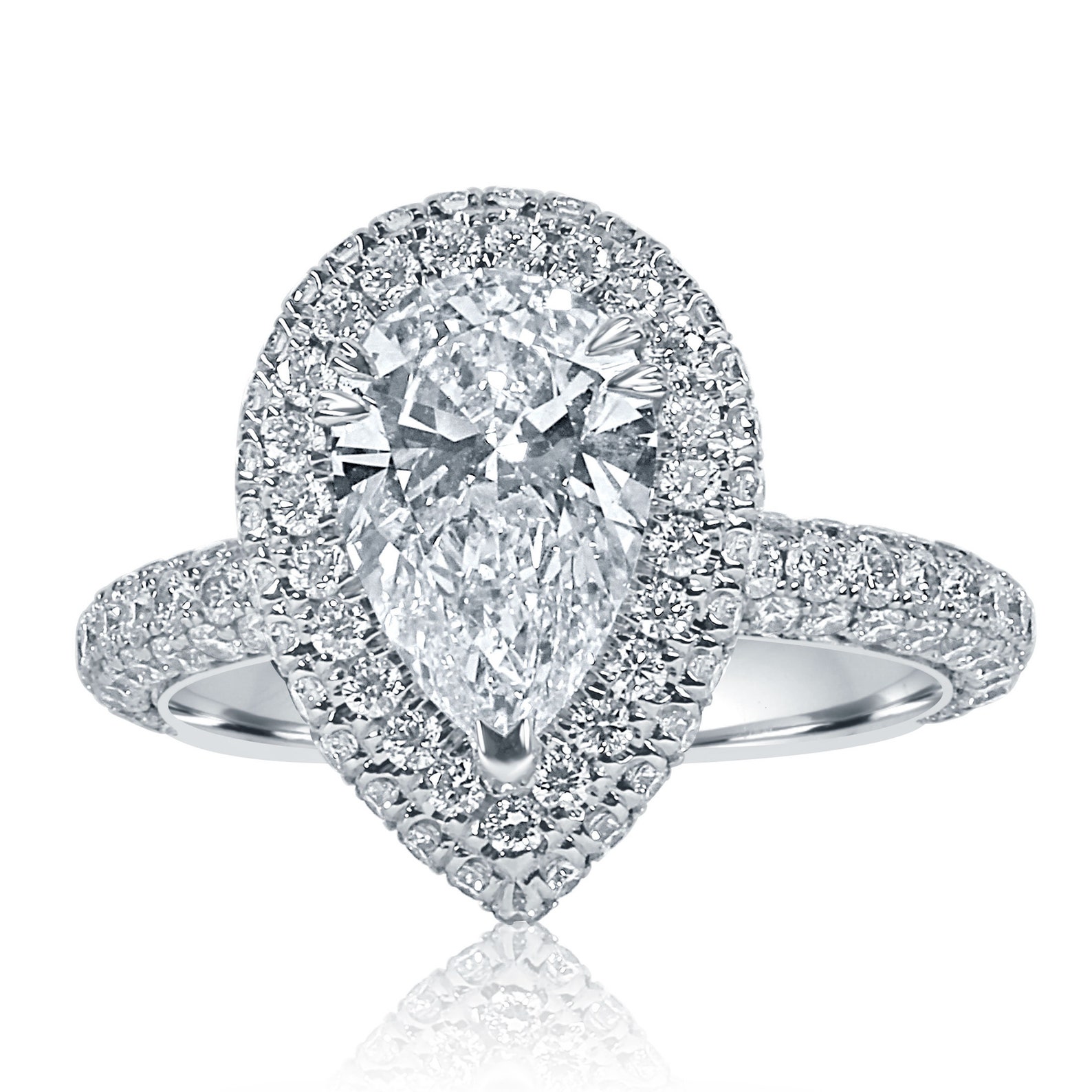 Pear Brilliant Cut IGI 1.72CT E-VVS2 Lab Grown Diamond Engagement Ring ...