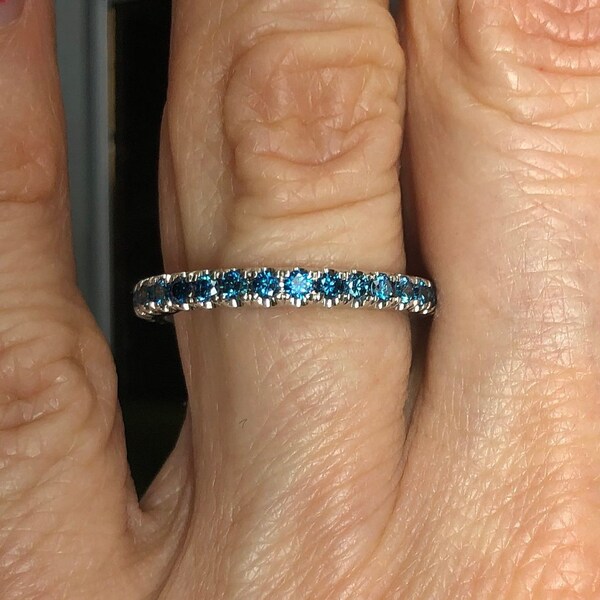Blue Diamond Eternity Rings for Women - Etsy