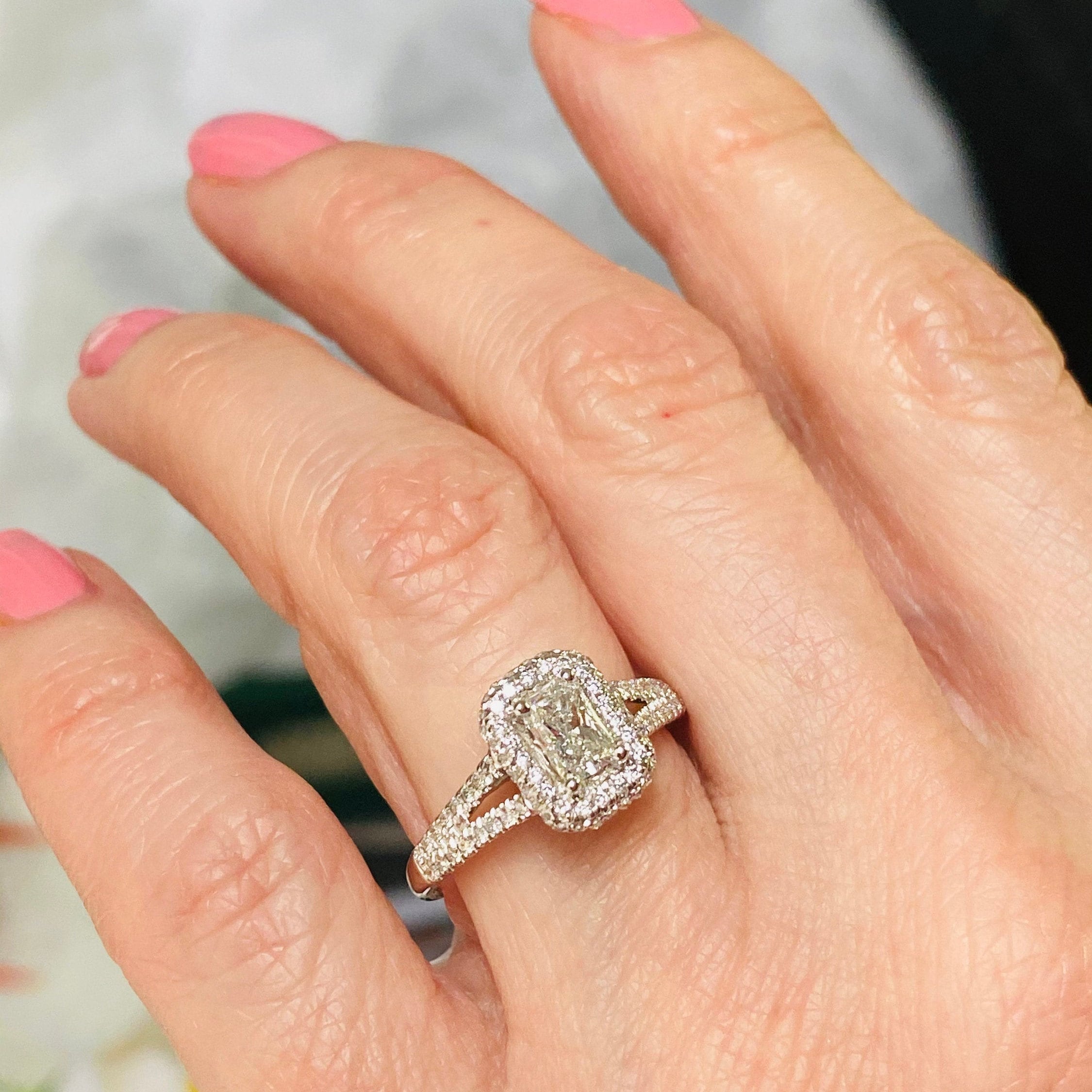 1.06 Ct Classic Radiant Cut Diamond Engagement Ring with 1.06 Ct Classic Radiant Cut Diamond Engagement Ring with