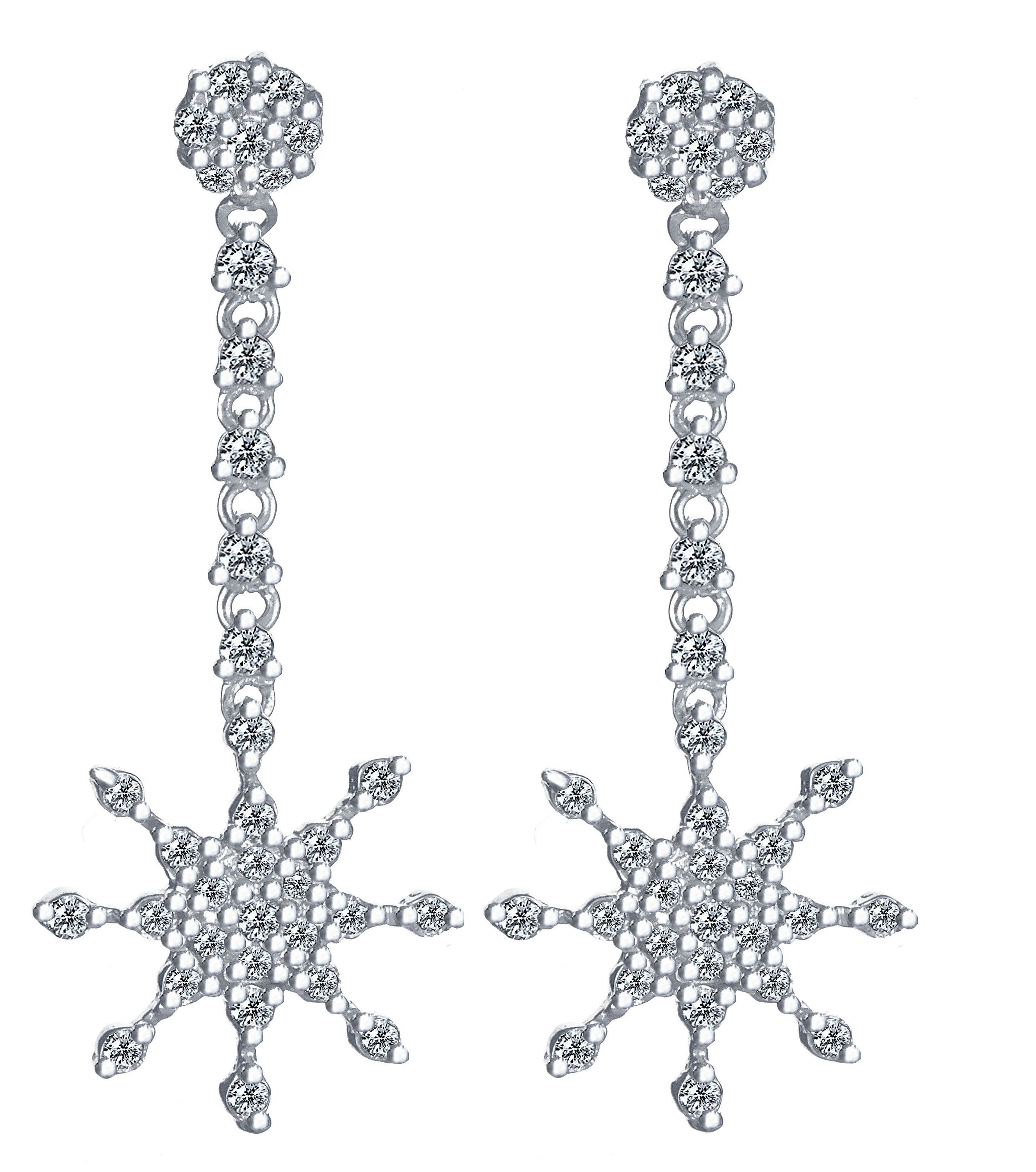 Diamond Snowflake Drop Dangle Earrings 1.06 Ct Natural Round | Etsy