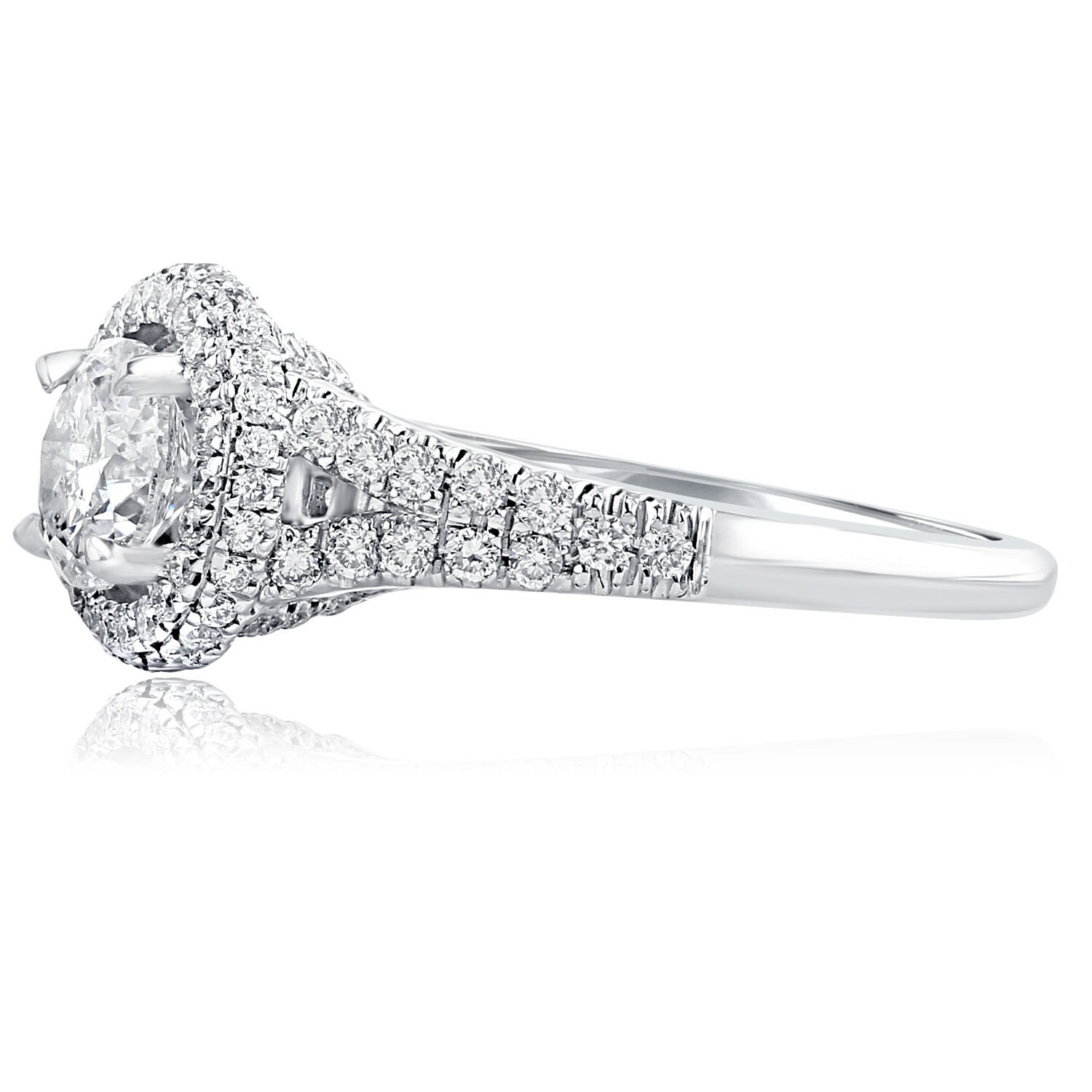1.77 Ct Round Diamond Halo Ring Micro Pave Double Halo - Etsy