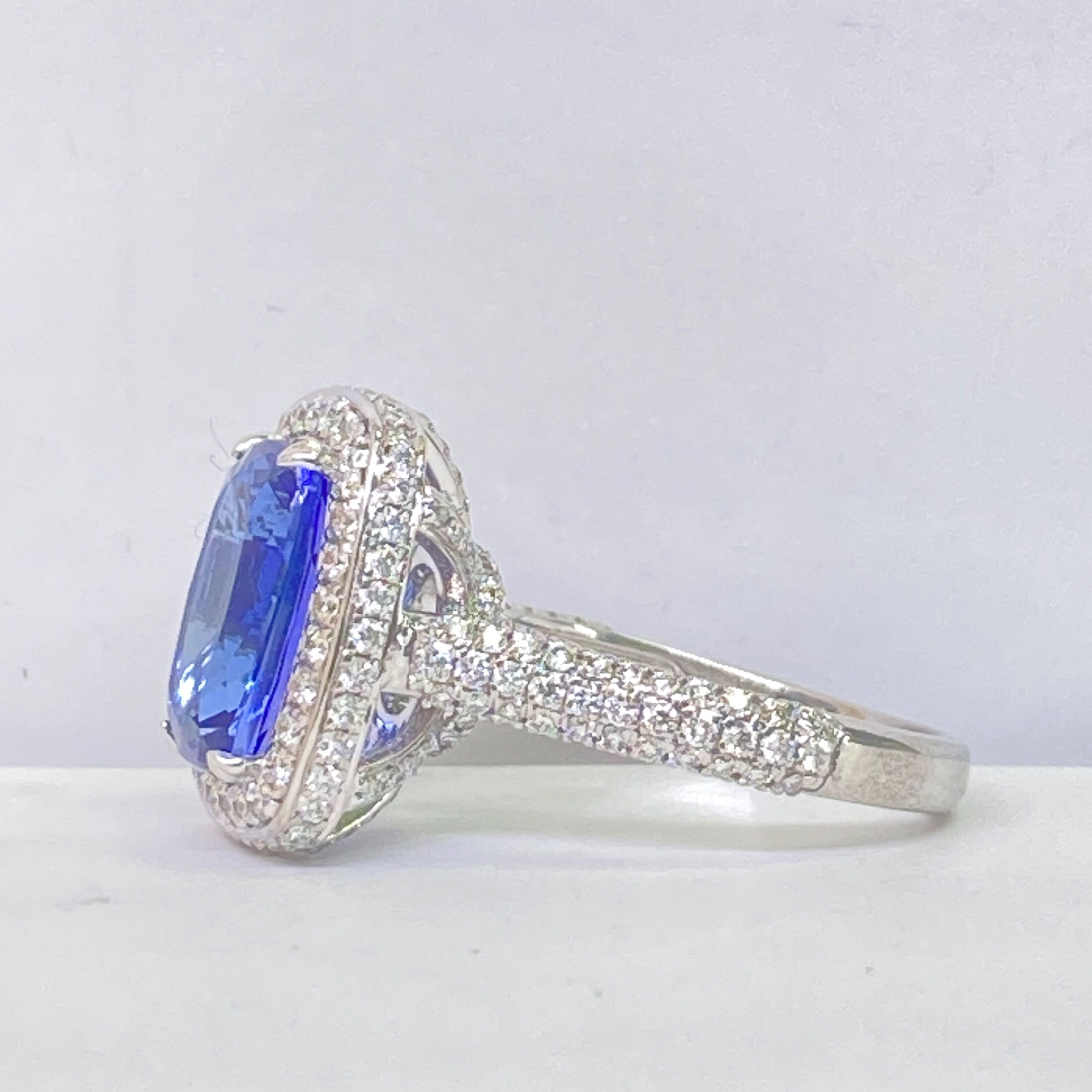 GIA Certified 5.75 Ct Tanzanite Diamond Ring Natural Bluish | Etsy