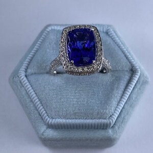 GIA Certified 5.75 Ct Tanzanite Diamond Ring Natural Bluish - Etsy