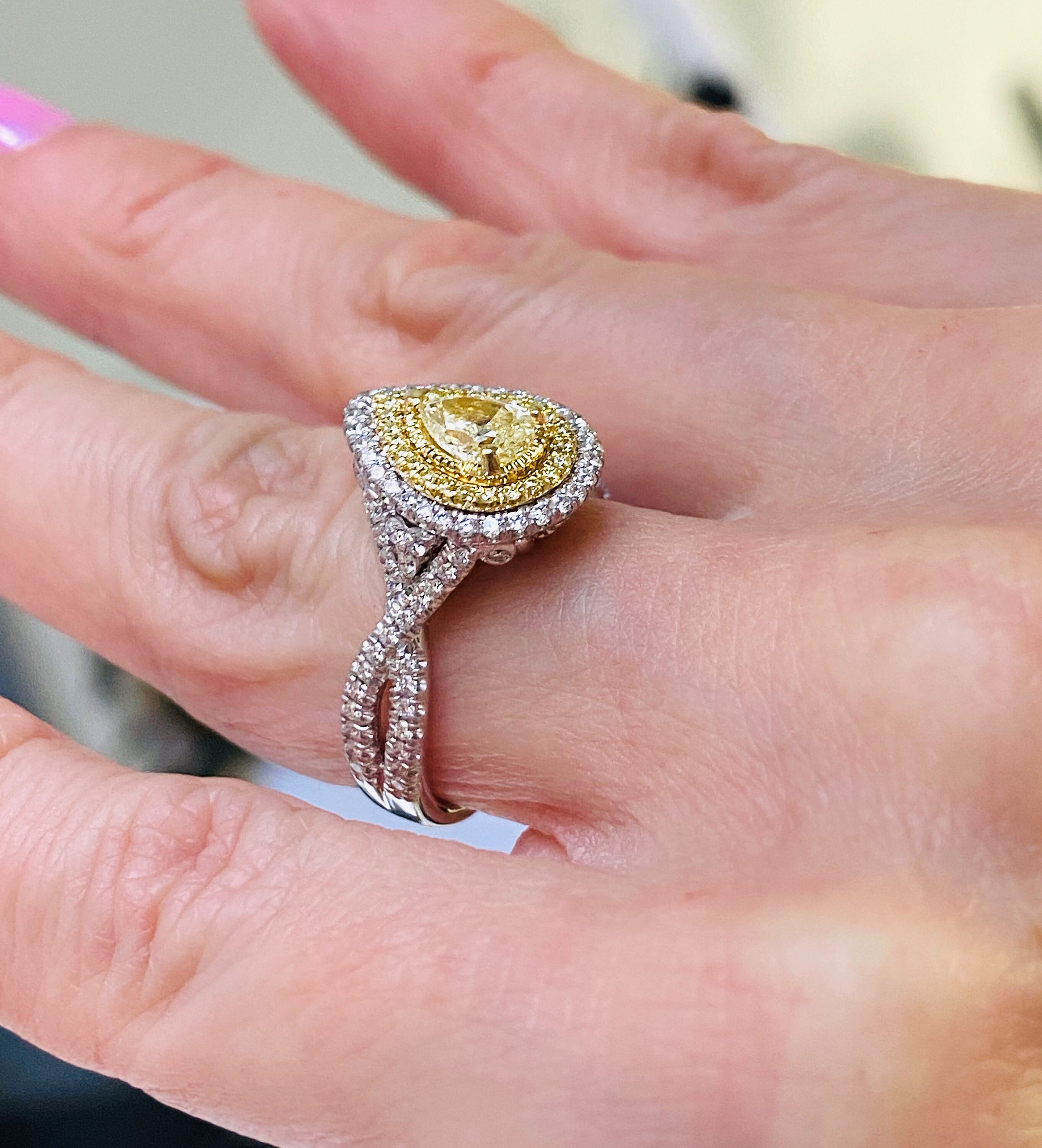 1.24 Ct Pear Shaped Diamond Engagement Ring Double Halo | Etsy