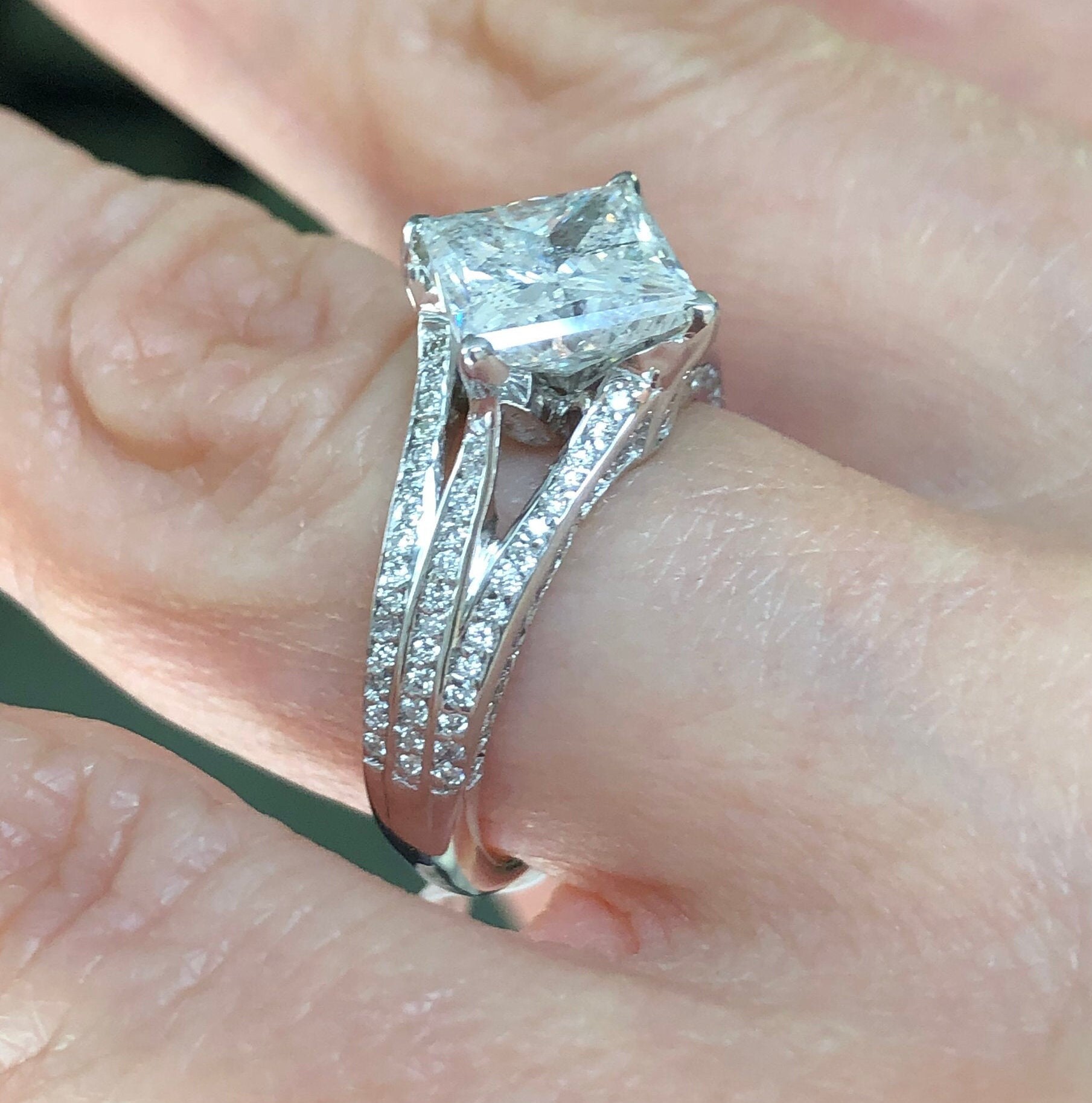 Unique 3.26 Ct Princess Cut Kite Set Diamond Engagement Ring | Etsy