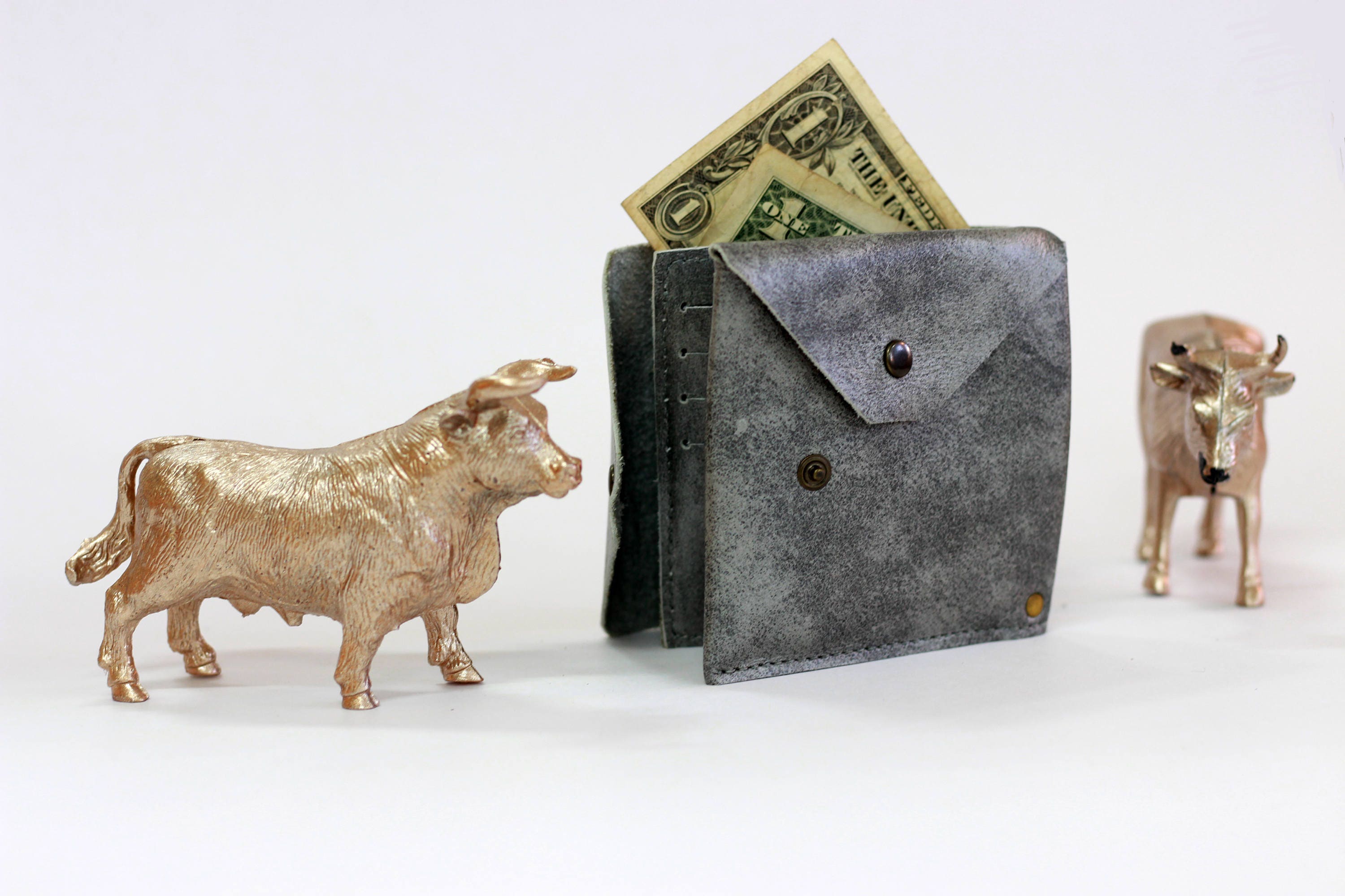 Silver Leather Wallet Men's Leather Wallet minimalist | Etsy