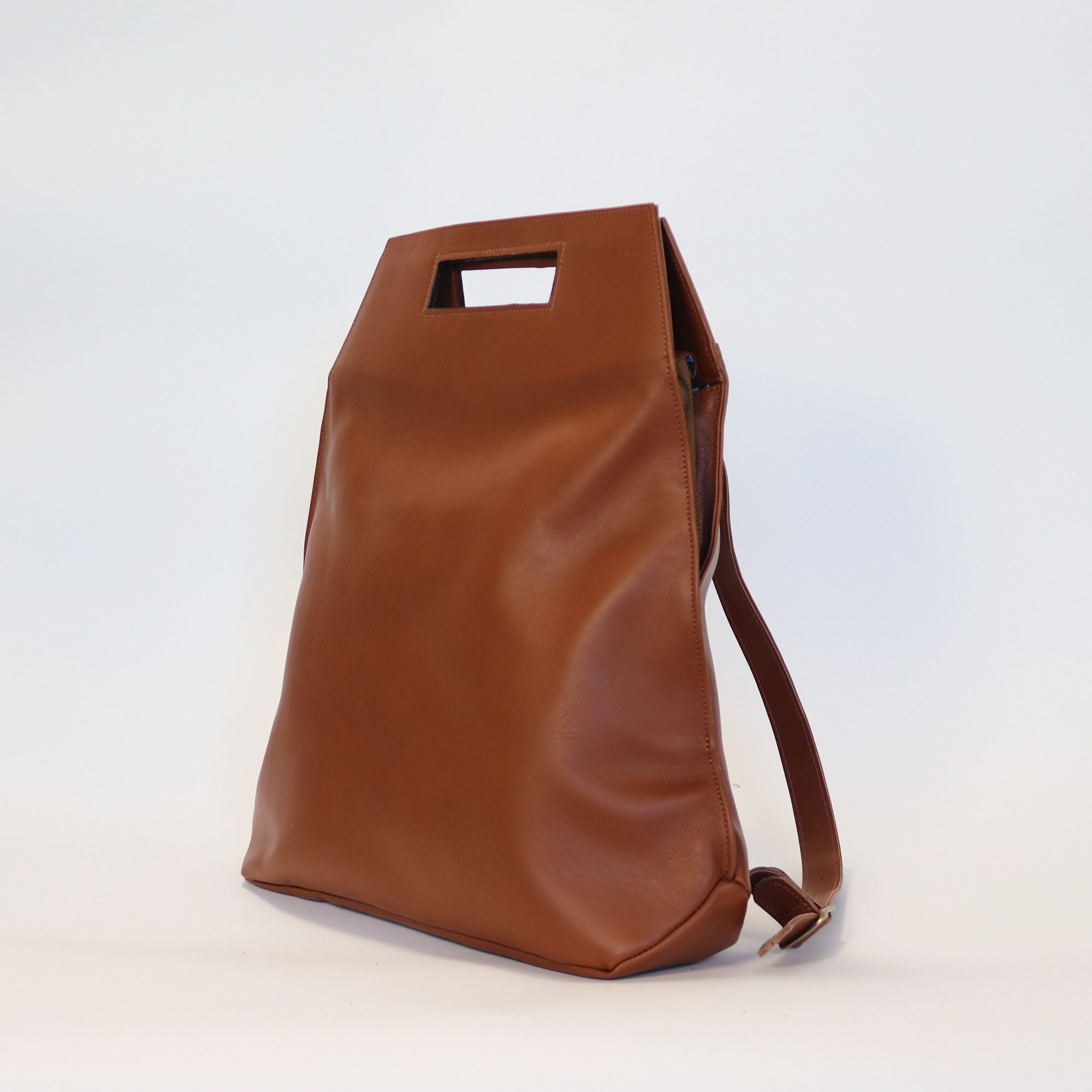 Brown Leather Backpack for Women Minimalist Leather Backpack | Etsy