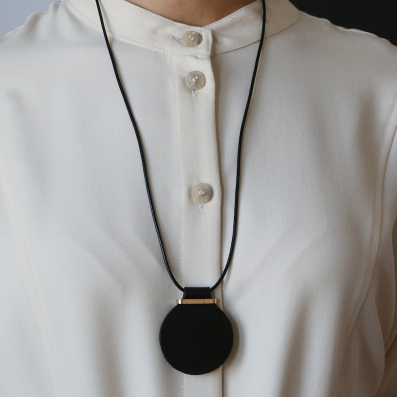 Black Leather Necklace Handmade Black Leather Accessory for - Etsy