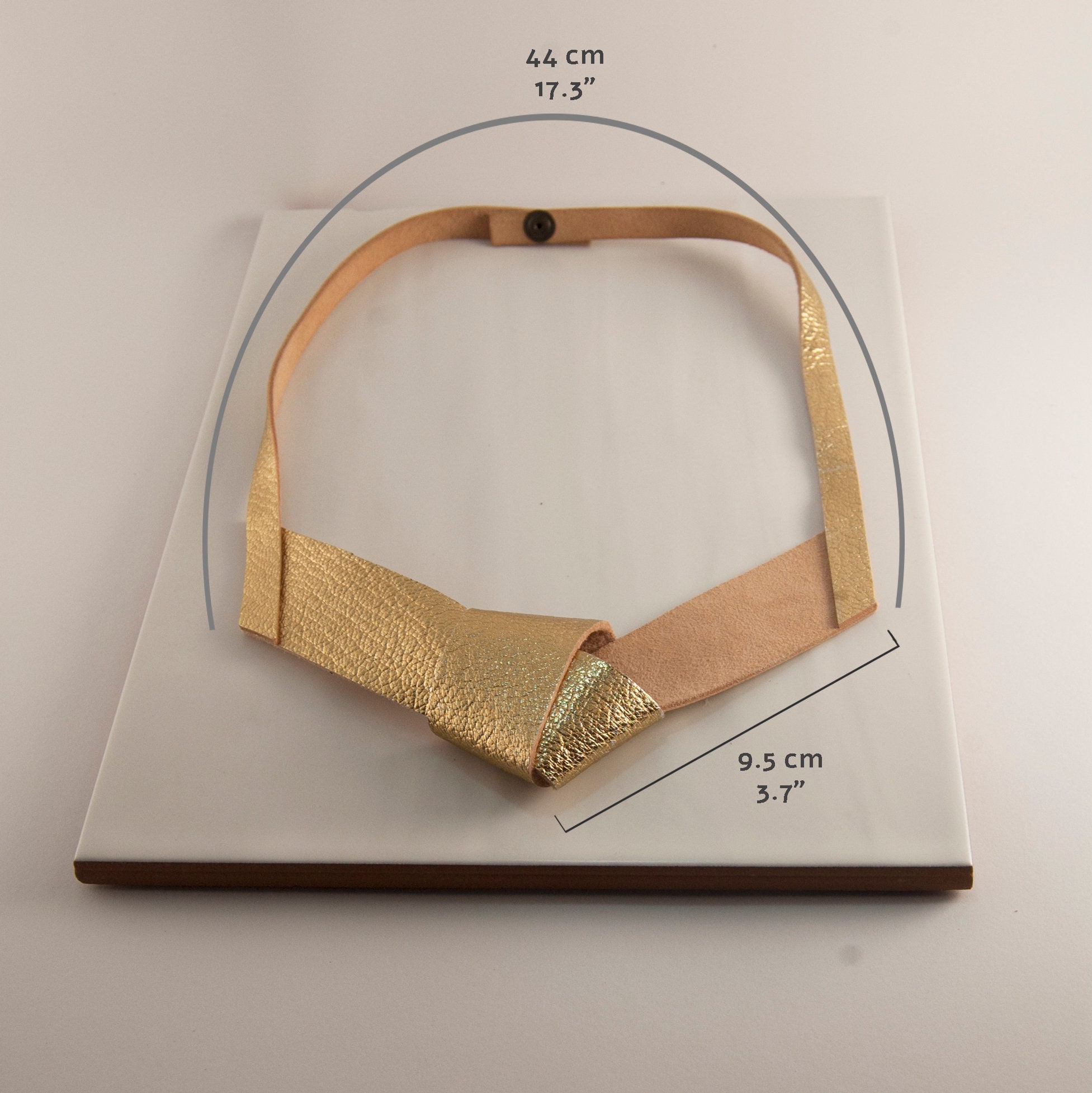 Gold leather Choker Locking Collar Bib Gold Necklace | Etsy