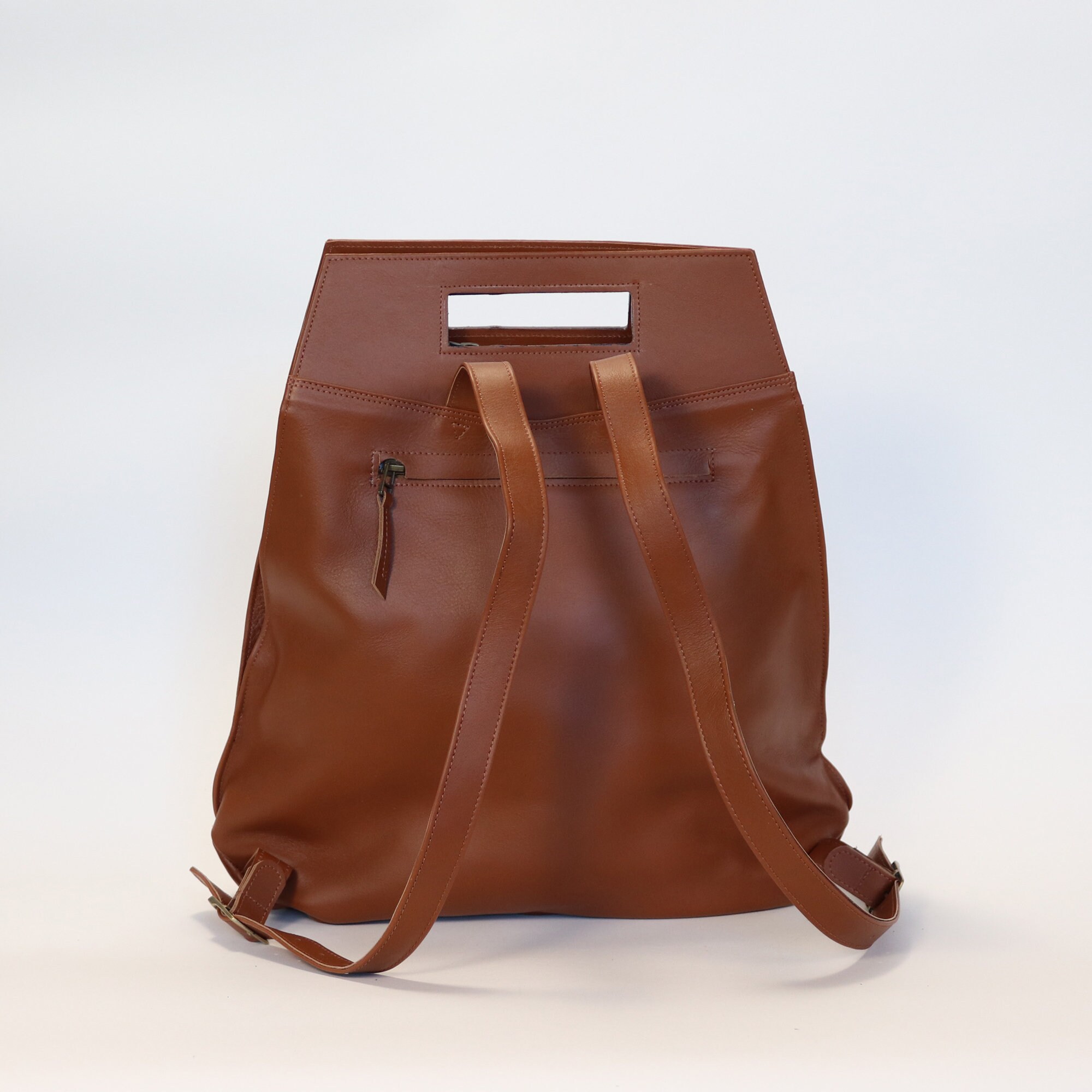 Brown Leather Backpack for Women Minimalist Leather Backpack | Etsy