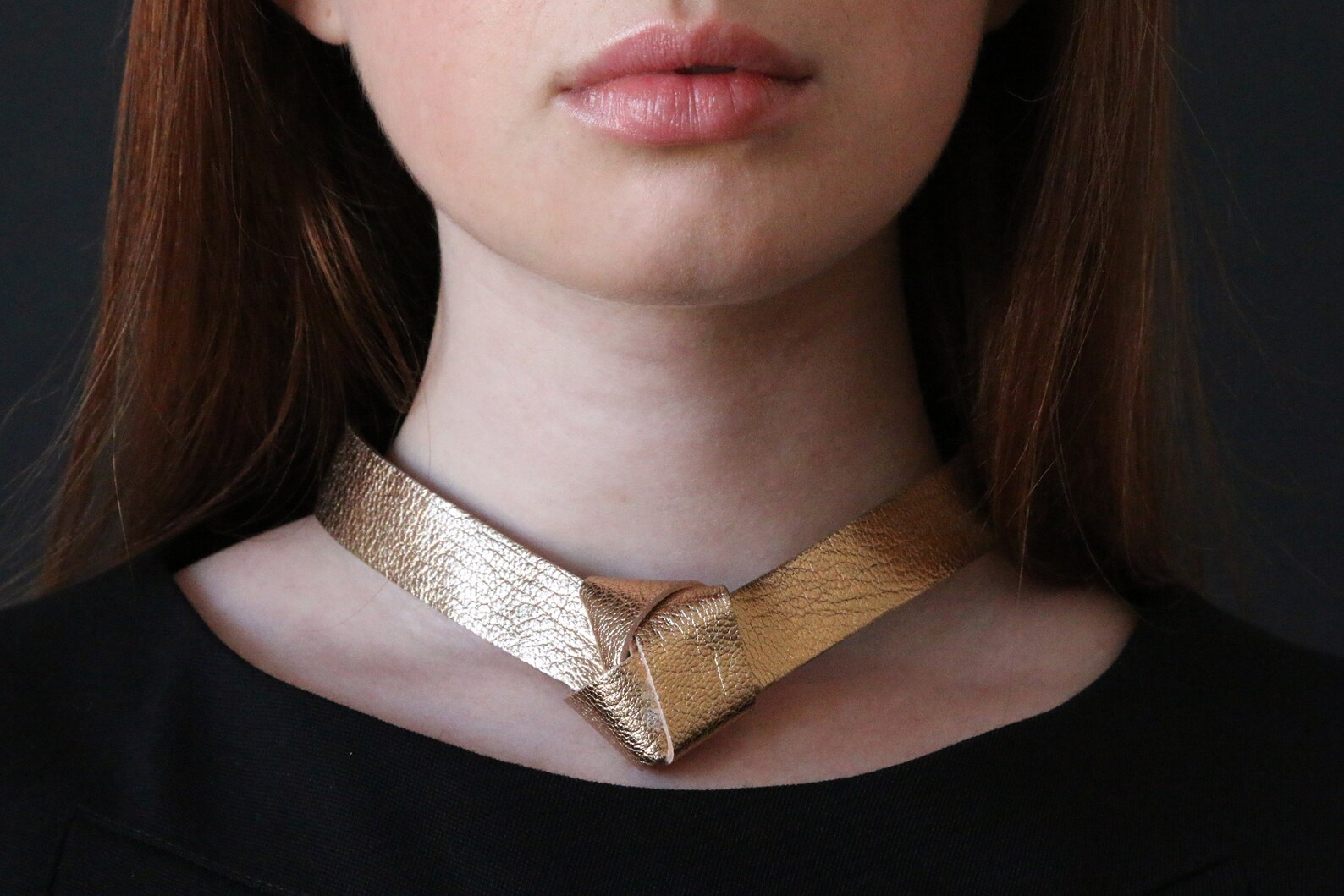 Gold Leather Choker Locking Collar Bib Gold Necklace - Etsy