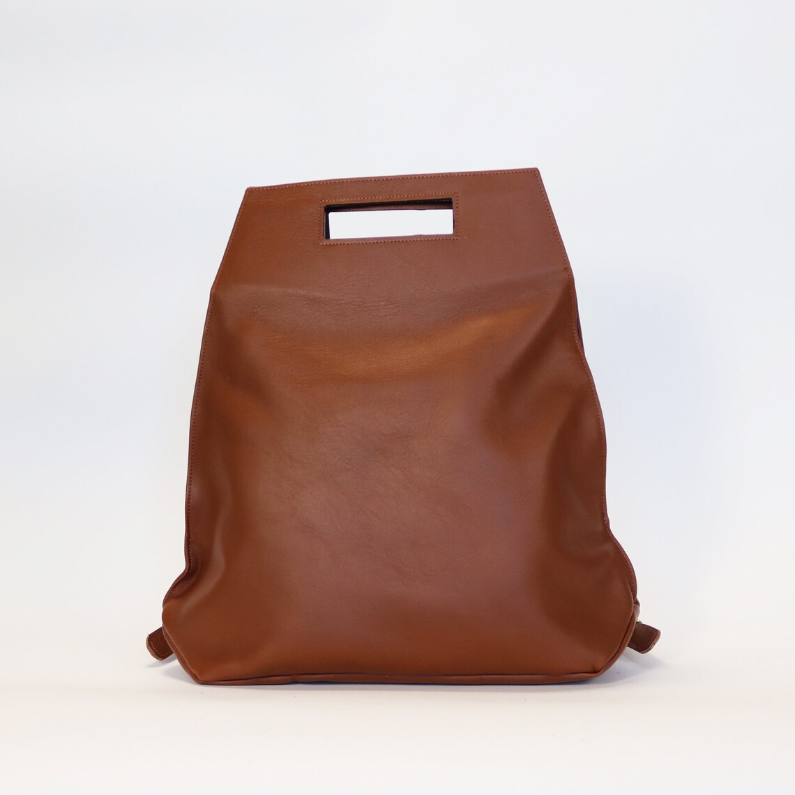 Brown Leather Backpack for Women Minimalist Leather Backpack | Etsy