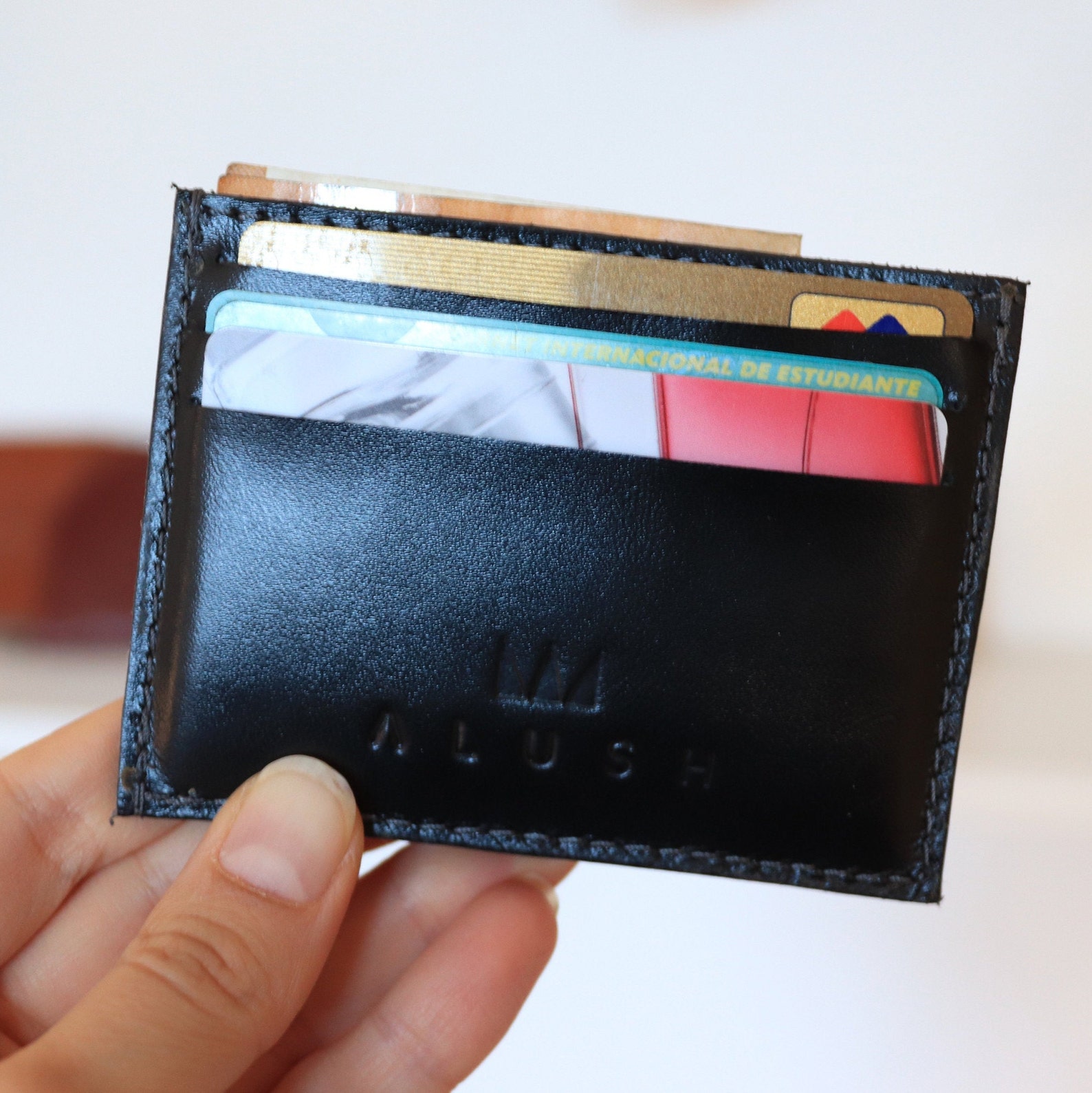 Personalized Slim Front Pocket Wallet, Minimalist Leather Wallet, Men's ...