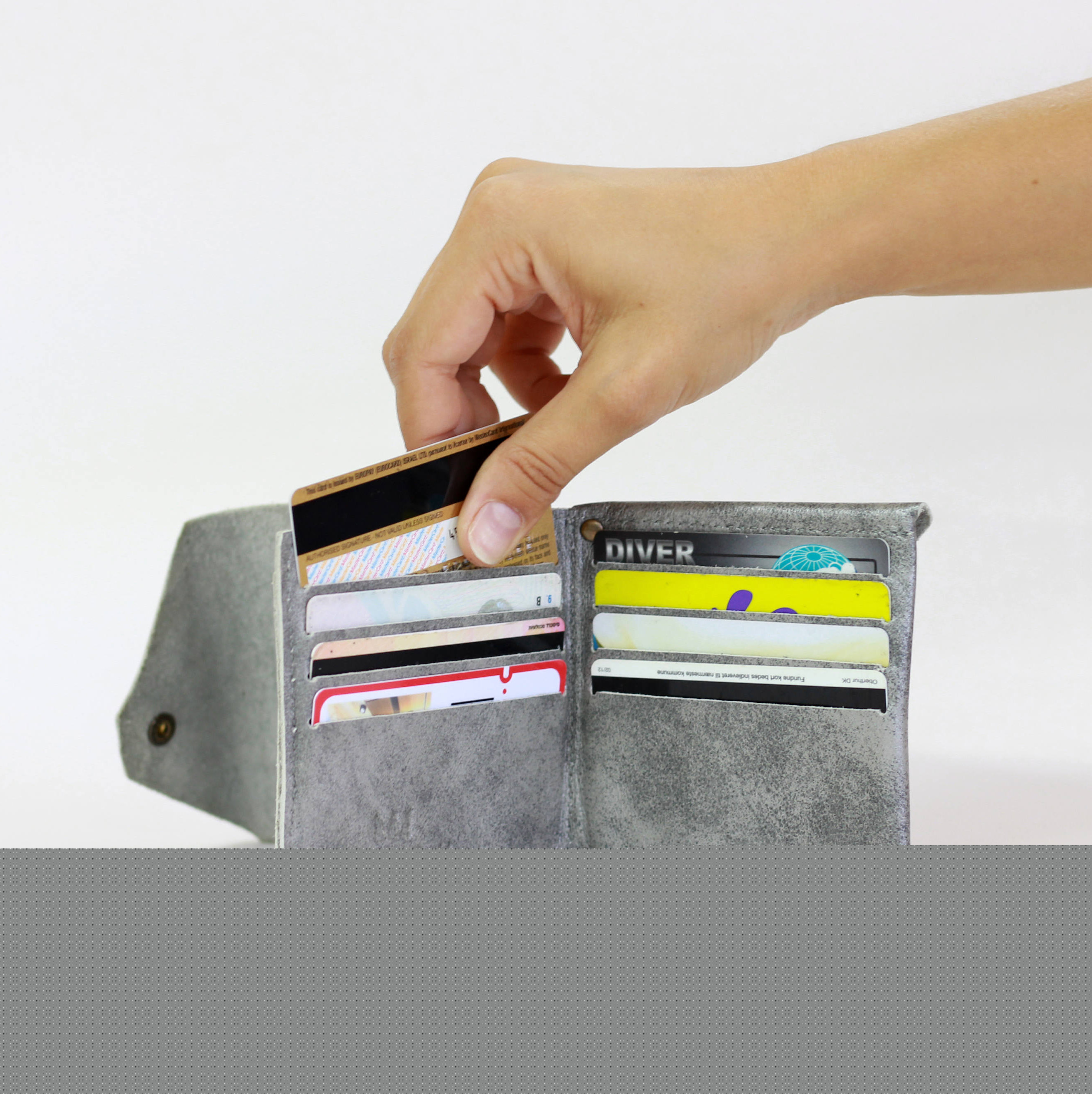 Silver Leather Wallet Men's Leather Wallet Minimalist - Etsy