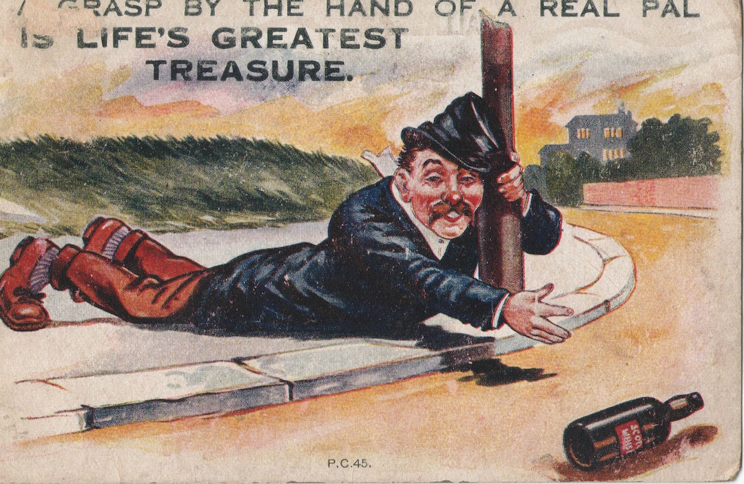 Vintage Comedy Postcard Drunk Humour Posted 1925 - Etsy