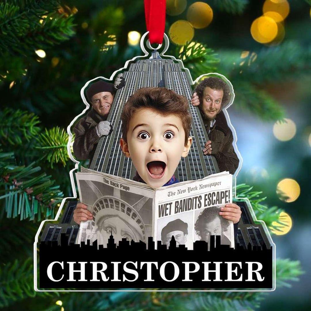 Custom Surprise Face Home Alone Christmas Ornament, Funny Christmas ...