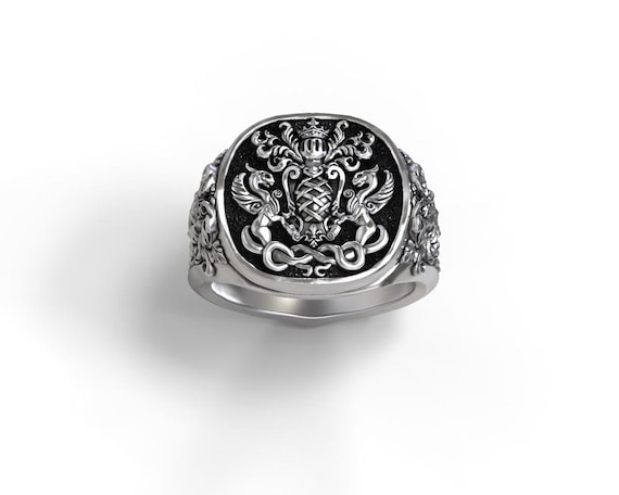 Custom Coat of Arms/family Crest Signet Ring Customizable - Etsy
