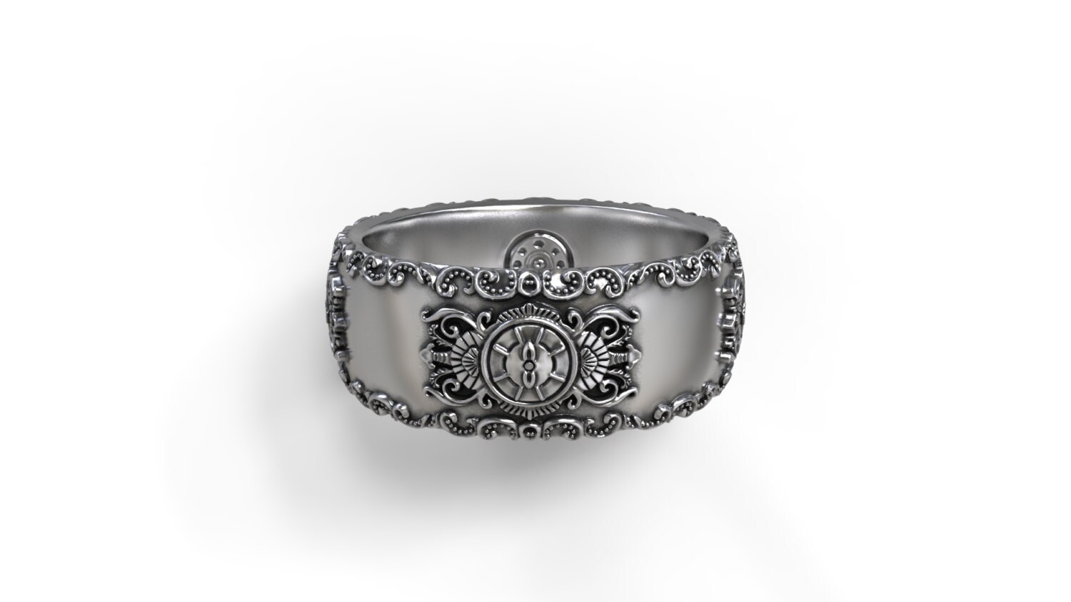 Vintage Baroque Band Ring - Sterling Silver, 10-22k Gold, Palladium - Etsy