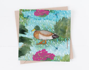 Mallard Duck Greeting Card Hand Illustrated A6 - Etsy