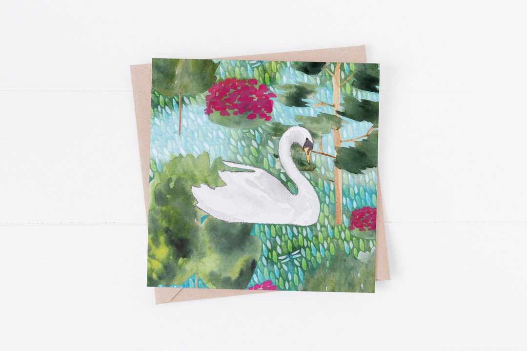 Swan Greeting Card - Etsy