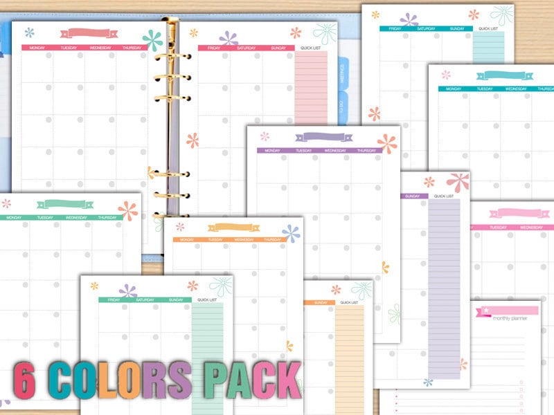 Pocket Size Monthly Planner Printable Planner Pages Monthly | Etsy