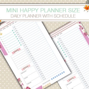 Daily Schedule Mini Happy Planner Hourly Insert Printable Undated Pdf ...