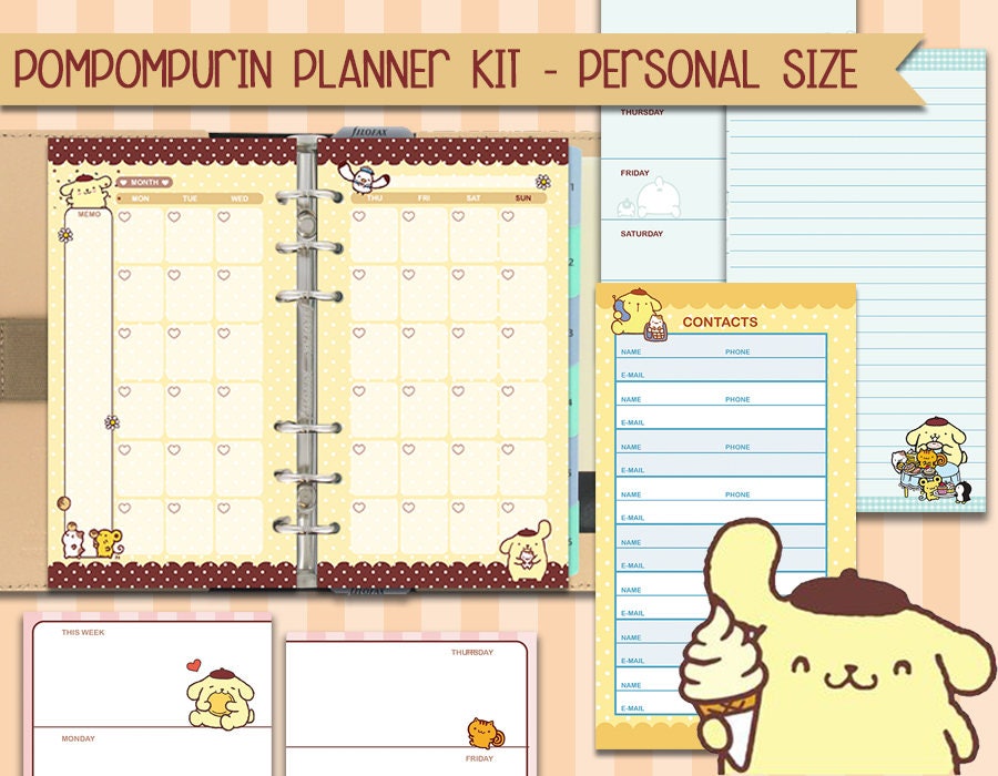 Printable Cute Kawaii Planner Kit Filofax Personal Size, Week on Two ...