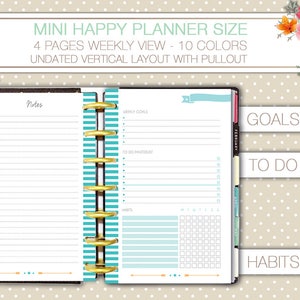 Mini Happy Planner Printable Undated Weekly Planner on 4 Pages With ...