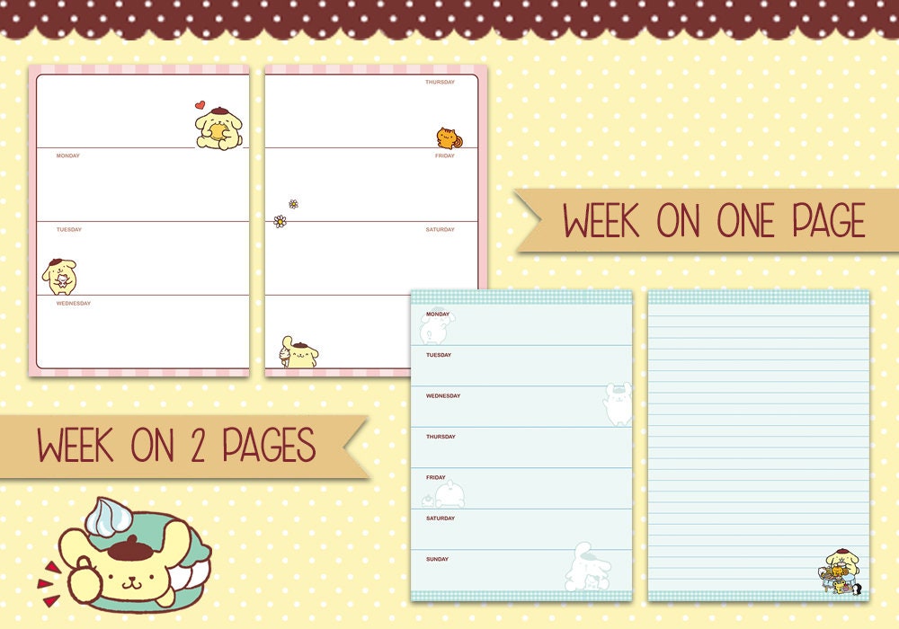 Printable Cute Kawaii Planner A5 Size Week on Two Pages Week | Etsy
